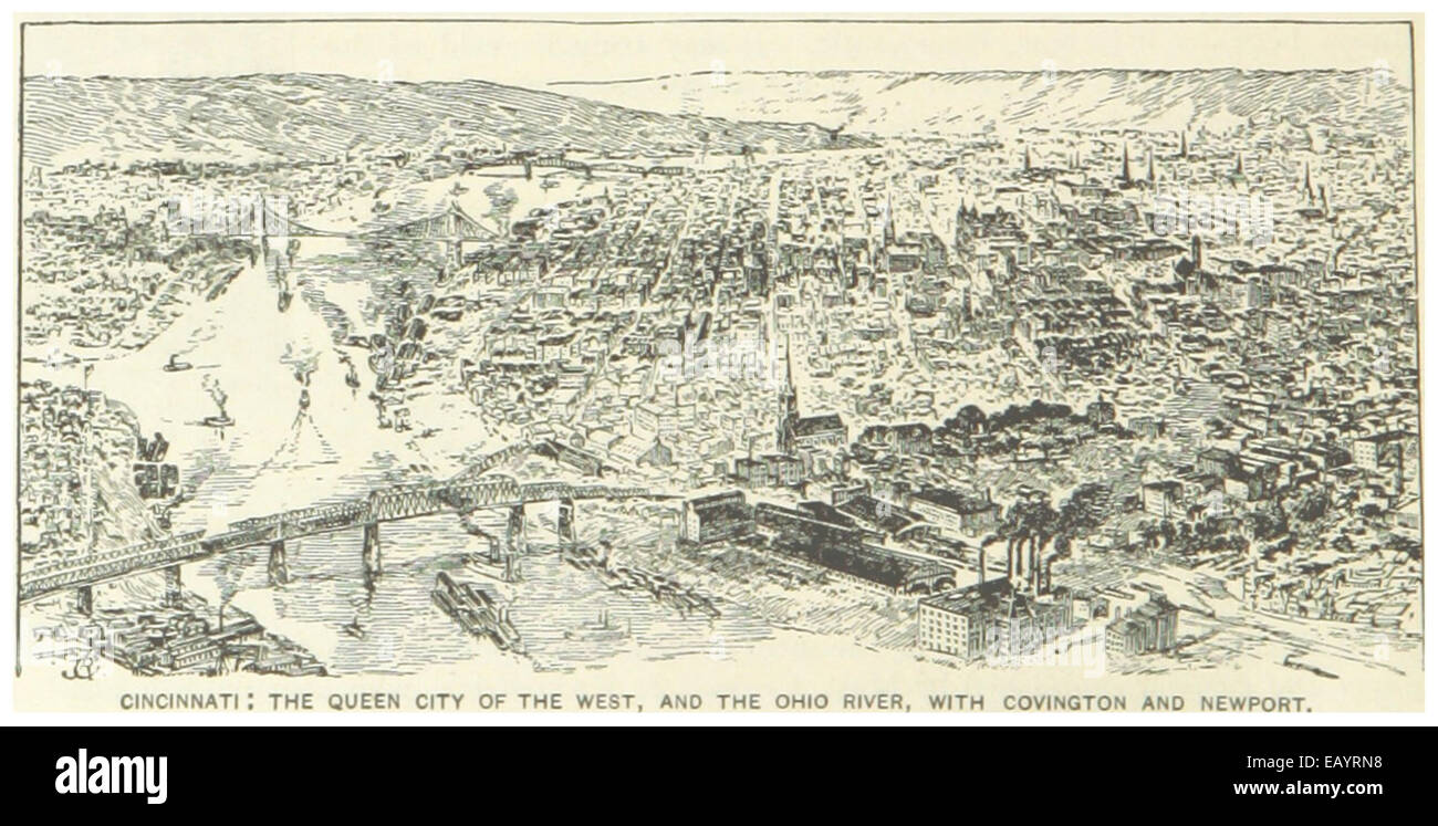 This 1891 illustration shows the city of Cincinnati with the ...