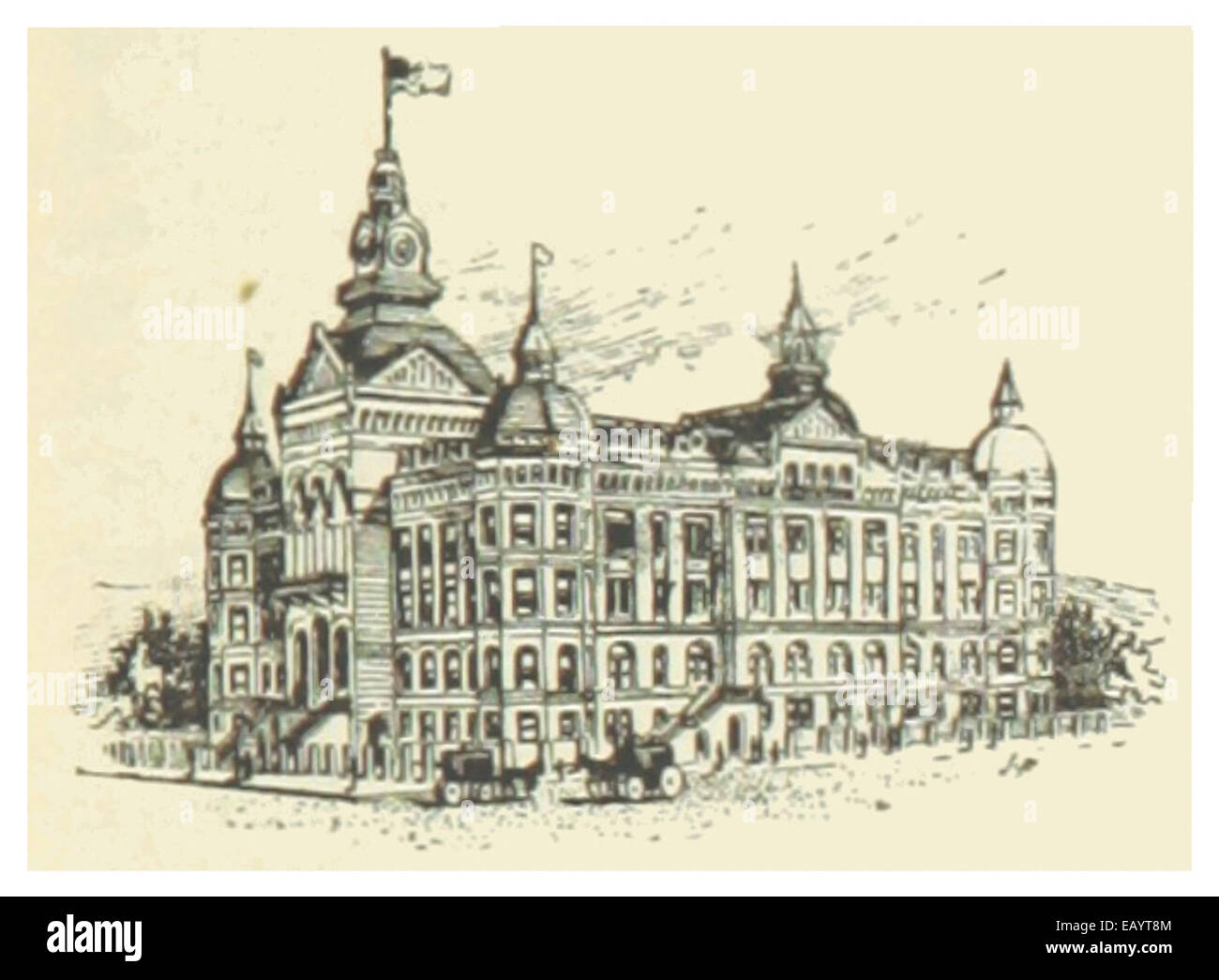 This 1891 illustration shows the City Hall in Portland, Oregon ...