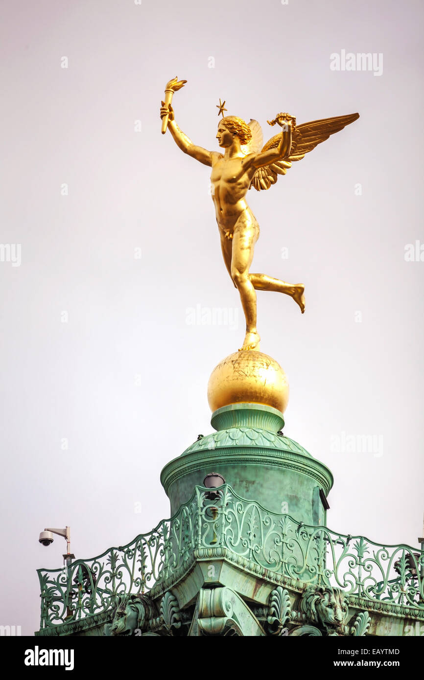 Statue on top of the July column at Place de la Bastille in Paris Stock ...