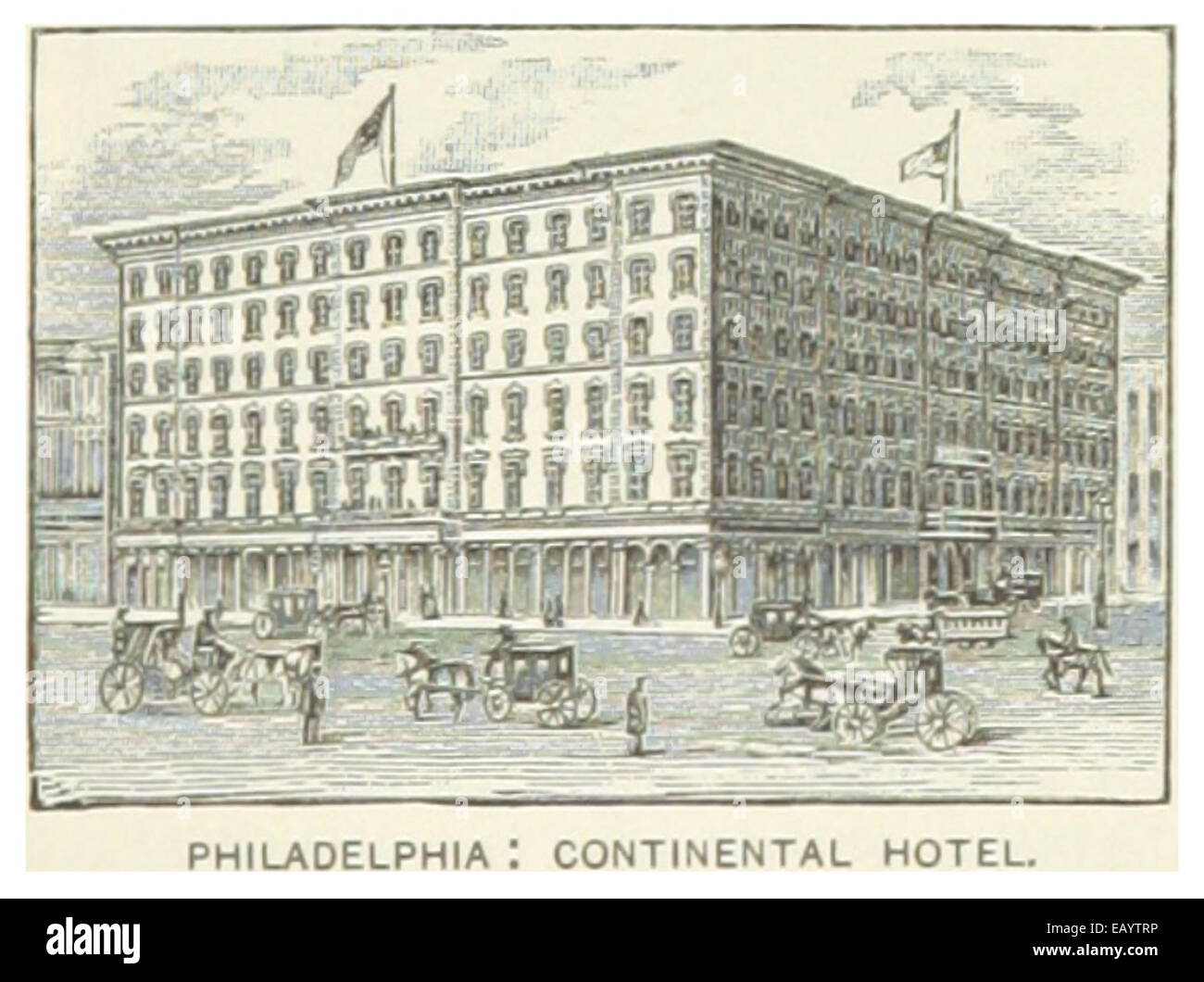 An 1891 illustration from Pennsylvania, showing the Continental Hotel ...