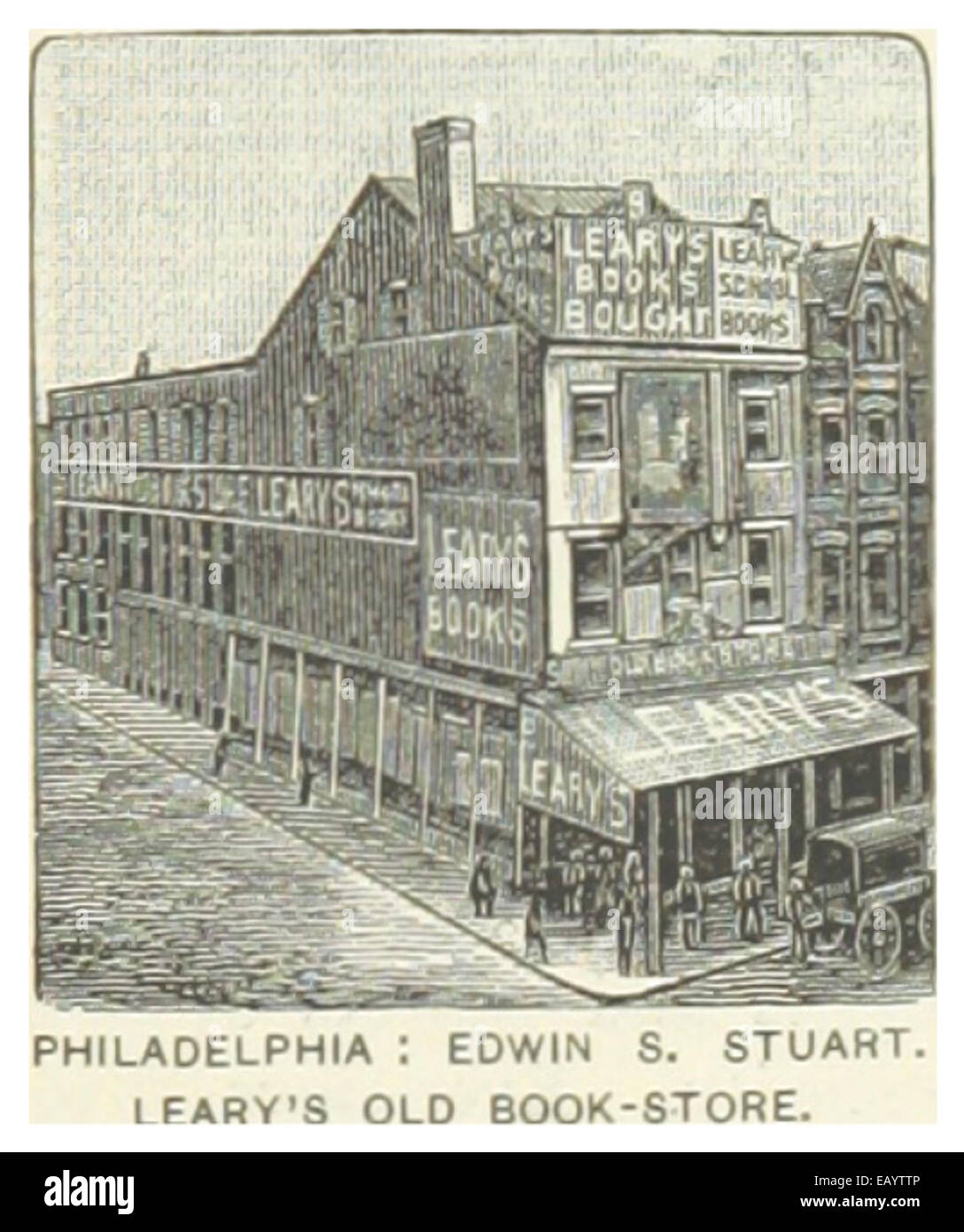 This 1891 illustration features Leary's Old Book Store in Philadelphia ...