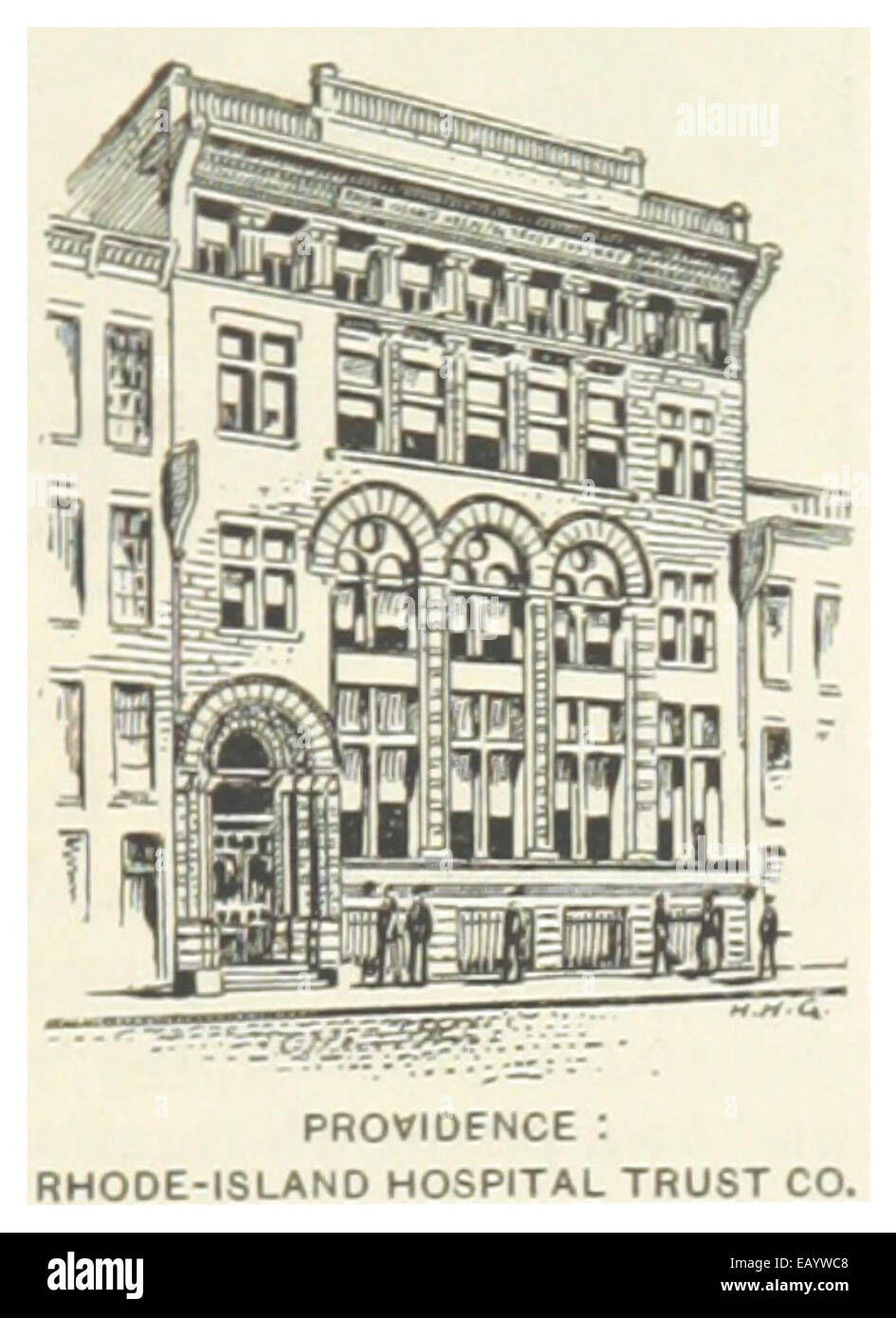 This 1891 illustration depicts the Rhode Island Hospital Trust Company ...