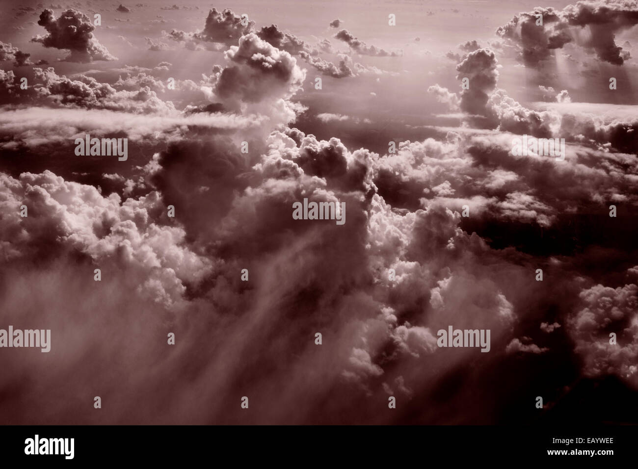 High altitude clouds, cumulus clouds, in Sepia toned, dramatic ...