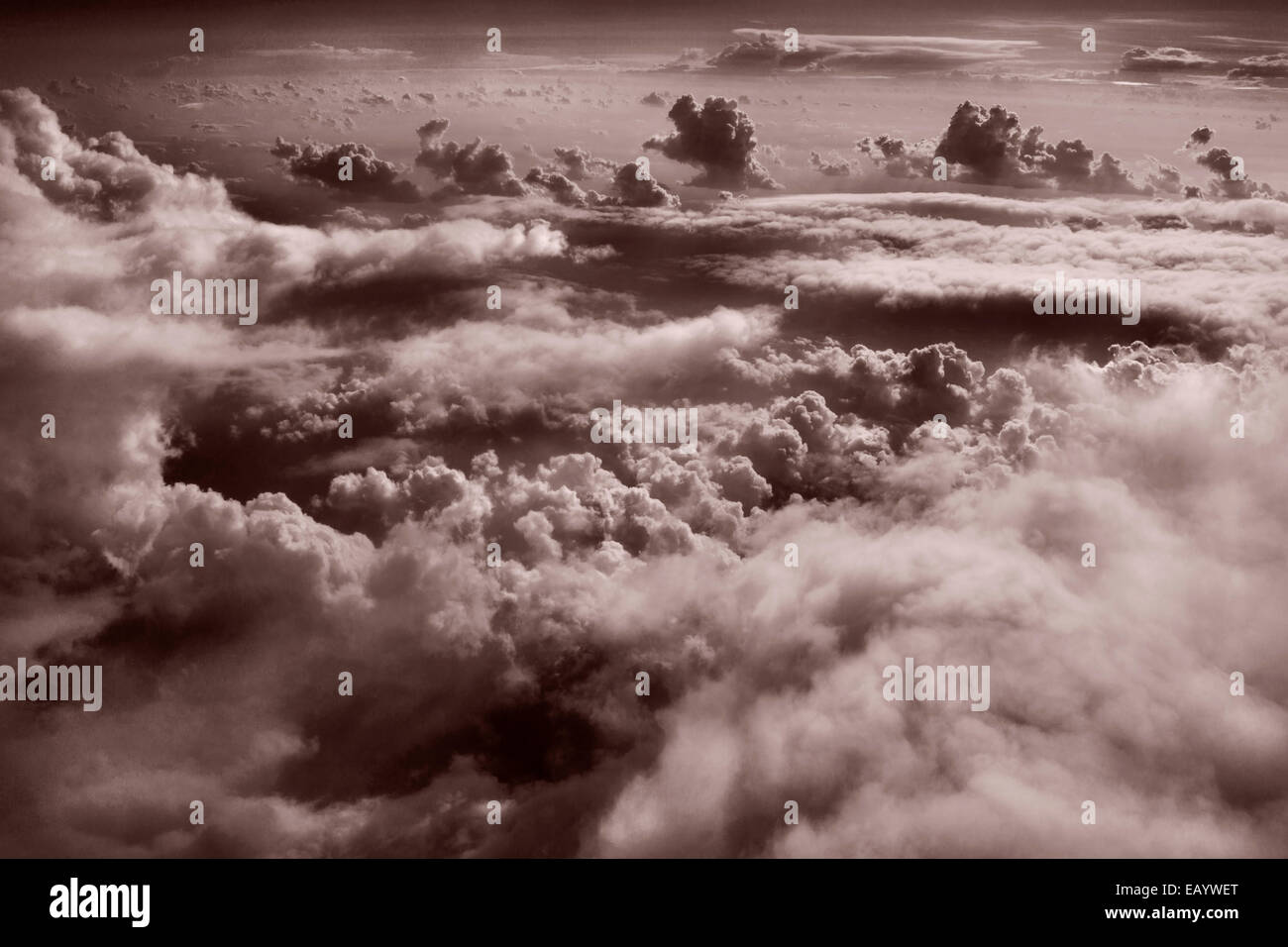 High altitude clouds, cumulus clouds, in Sepia toned, dramatic ...