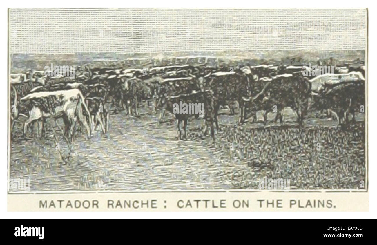 An illustration or map from 1891 showing the Matador Ranch in Texas ...