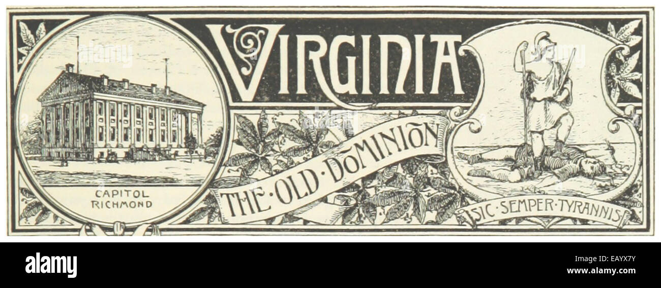 An 1891 illustration showing 'The Old Dominion,' a historical nickname ...