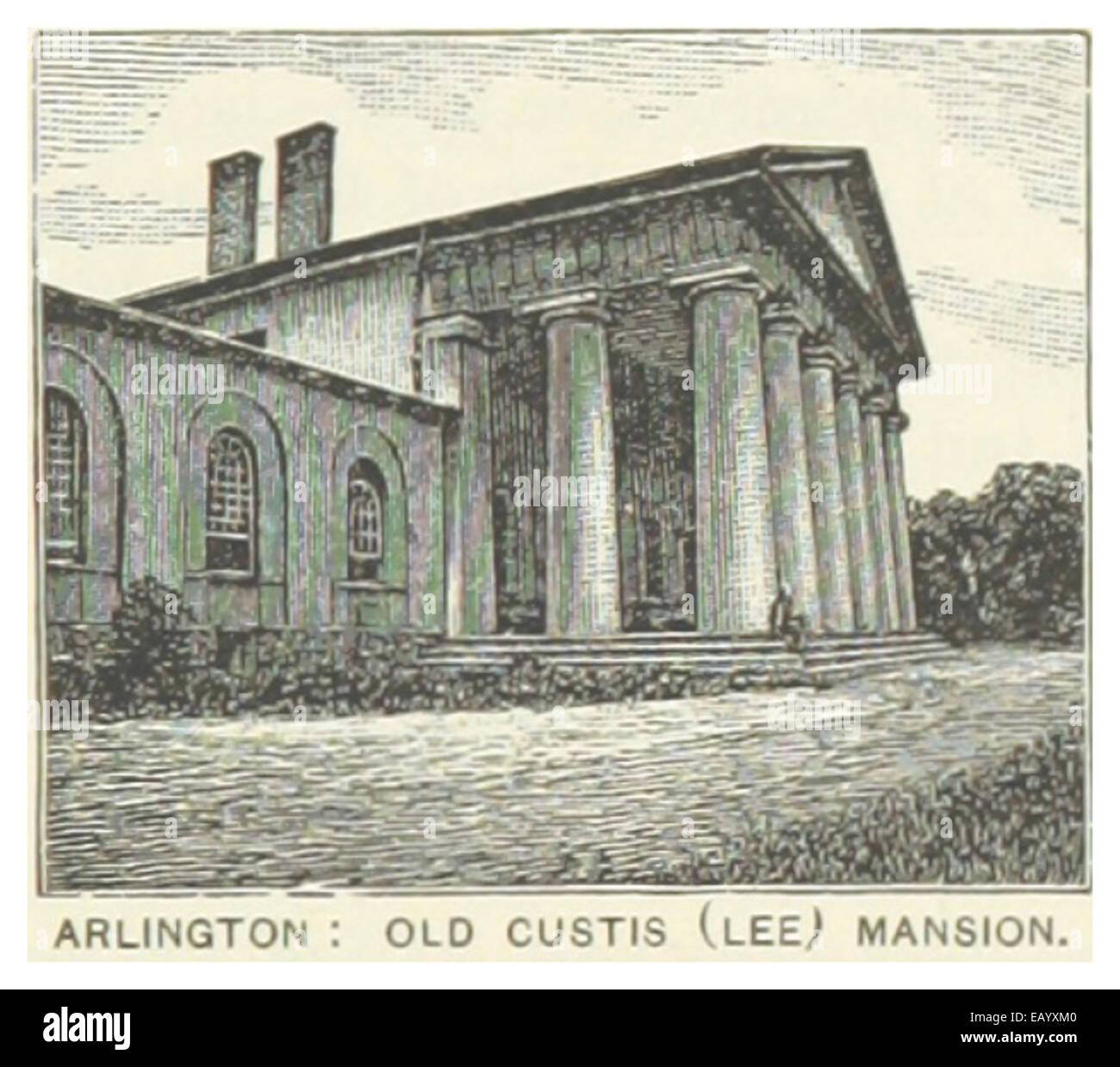 This 1891 drawing shows the Old Curtis (Lee) Mansion in Arlington ...