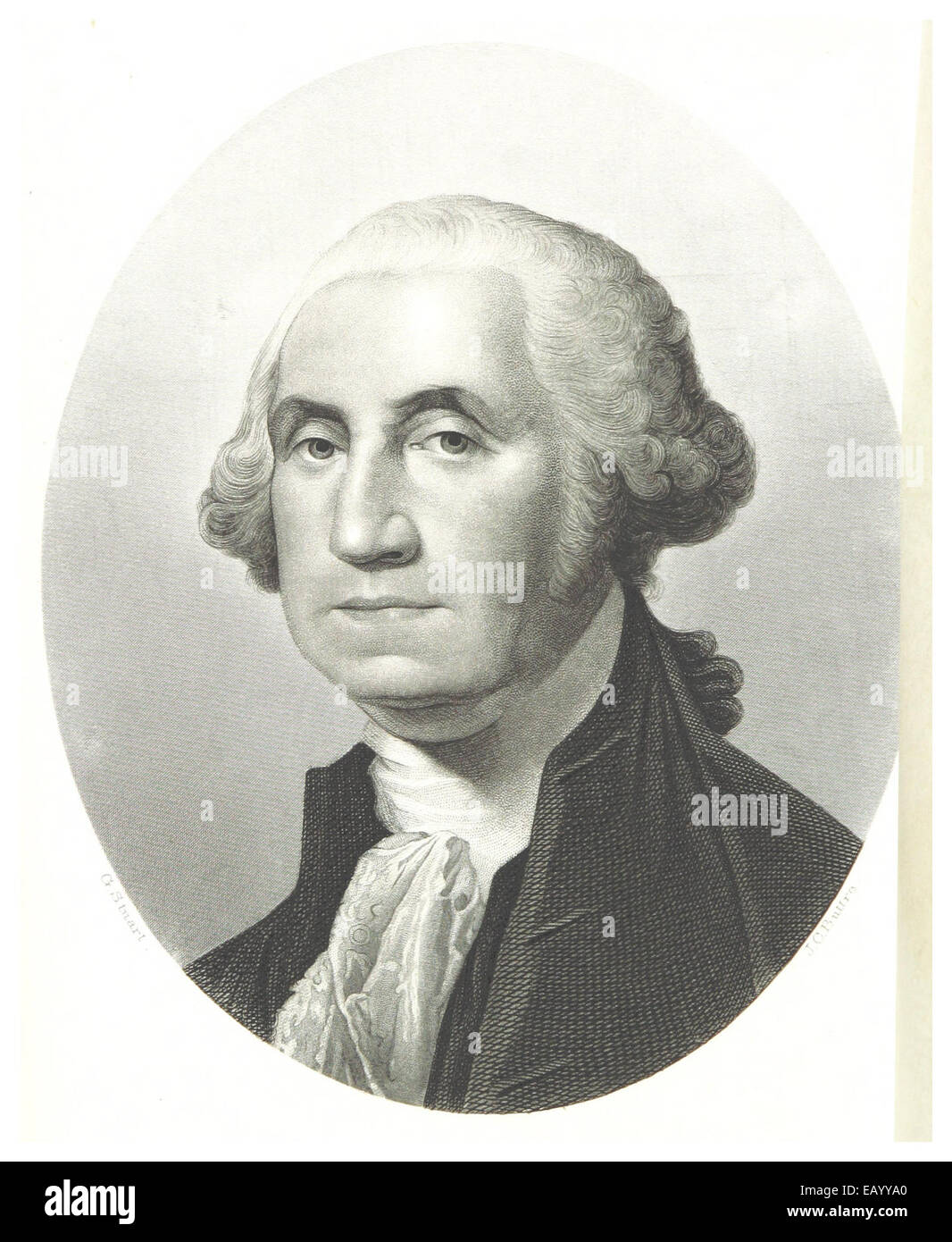 An 1892 illustration of George Washington, presenting a portrait of the ...