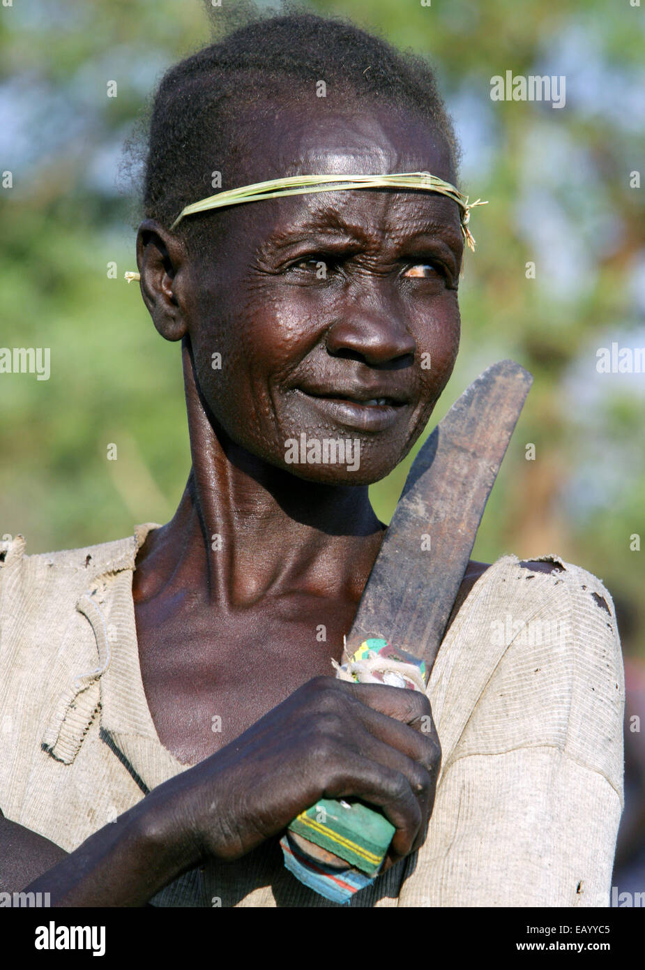 Portrait of a woman with traditional skin marks from Nuer tribe in ...