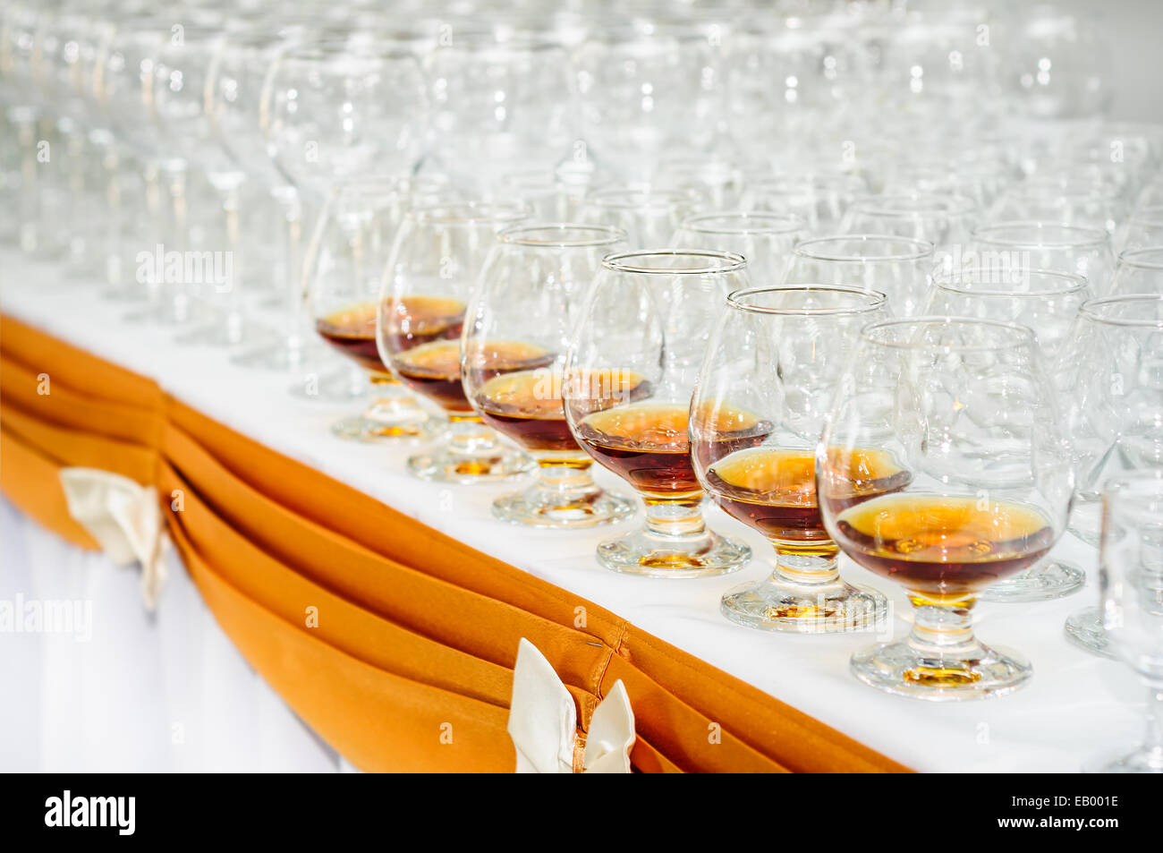many glasses on buffet table Stock Photo - Alamy