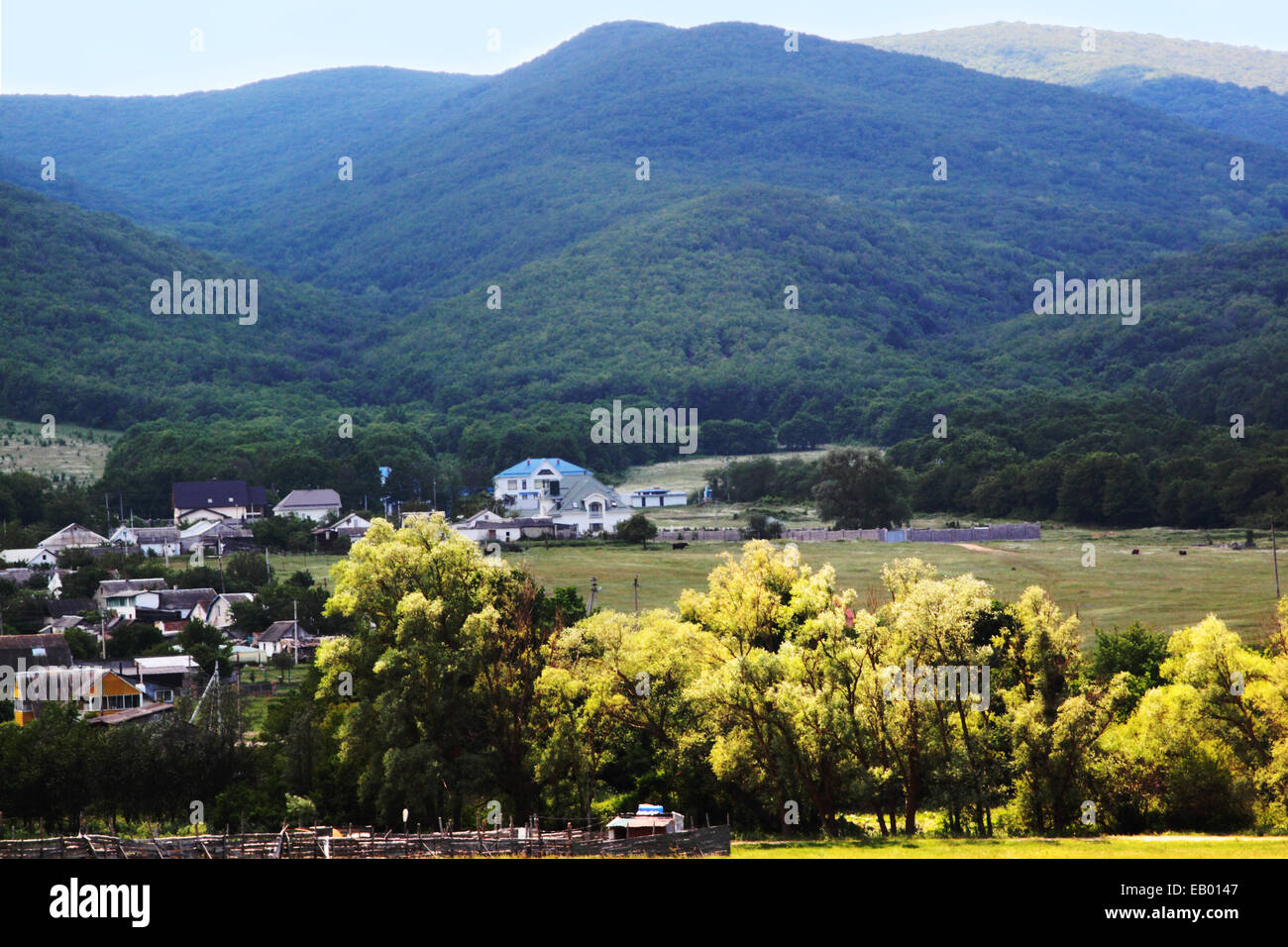 The village in the valley Stock Photo - Alamy