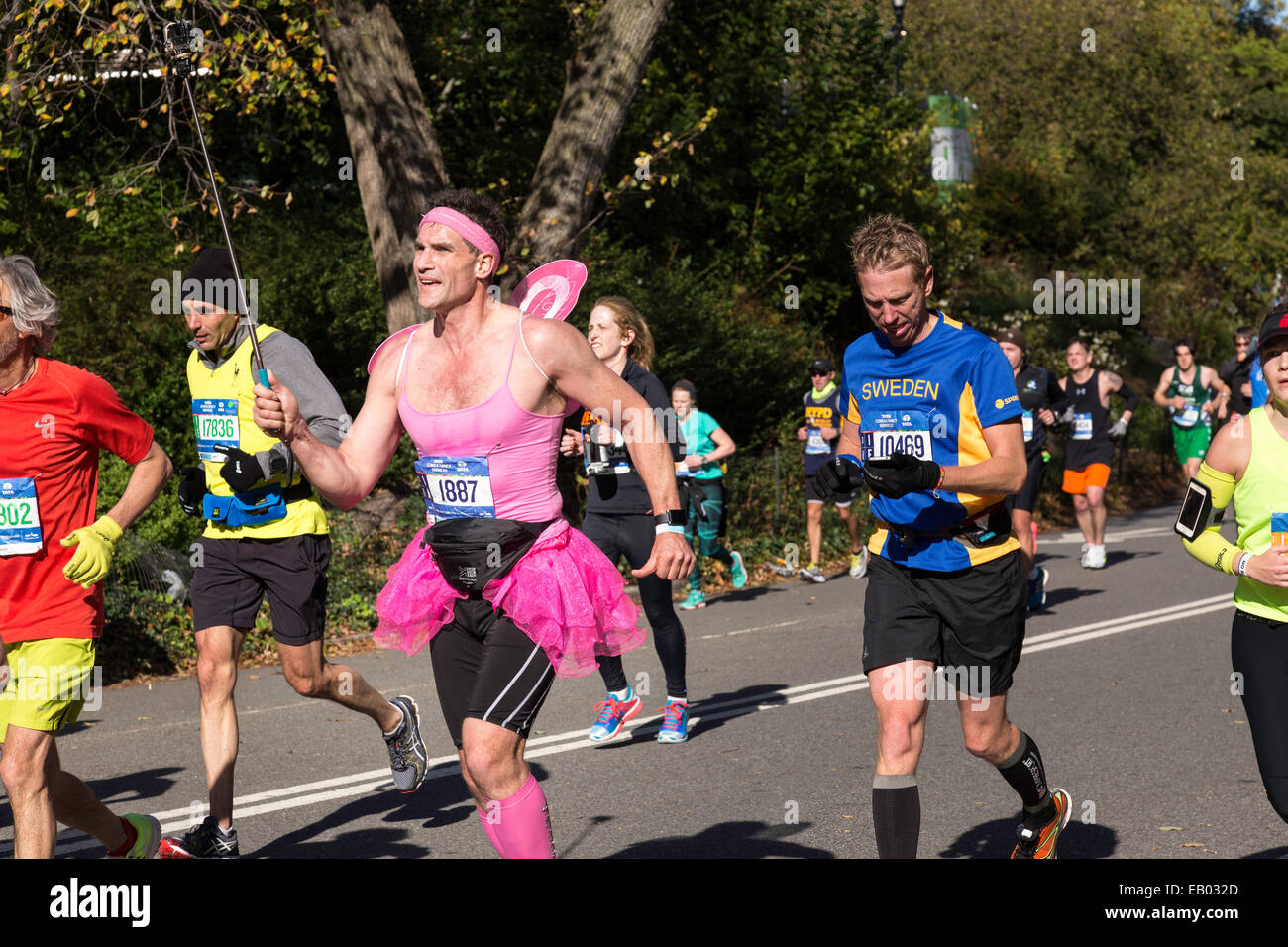 Man in Fairy Costume Running The New York City Marathon, Central Park ...