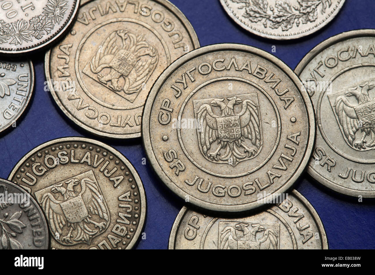 Coins of Yugoslavia. Yugoslav national coats of arms depicted on the ...