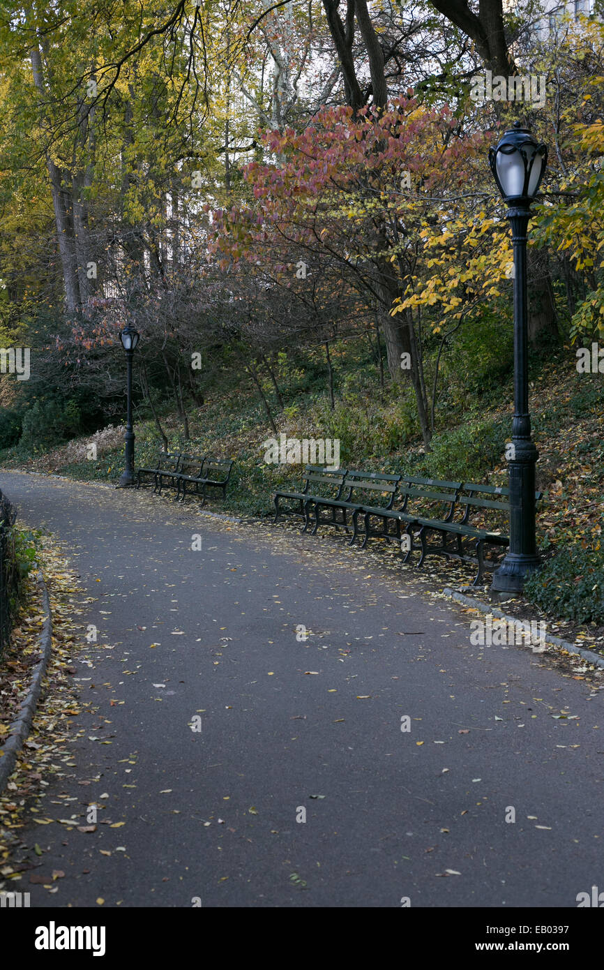 An empty sidewalk in Central Park, New York City Stock Photo - Alamy