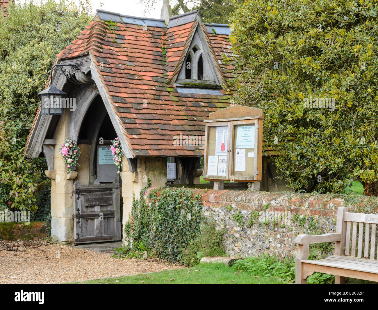 The Church entrance building at Hambledon Village Berkshire Stock Photo ...