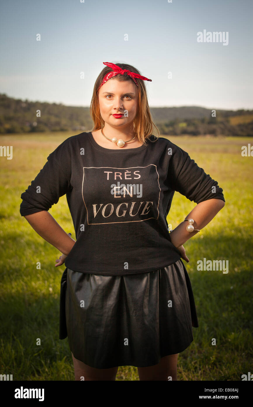 plus-size model fashion shot in studio Stock Photo - Alamy