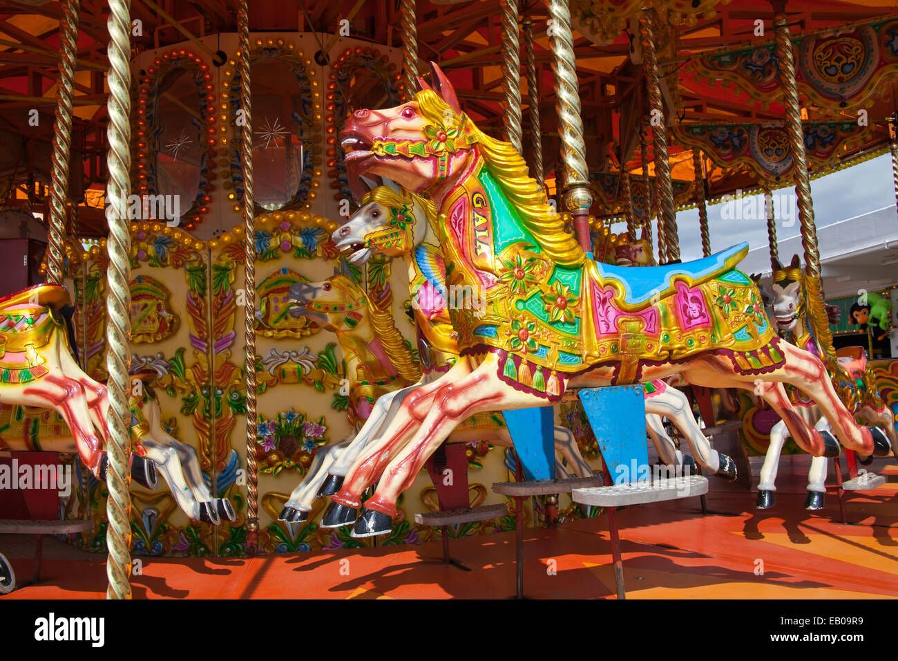 Close up of horses on Merry go round Stock Photo - Alamy