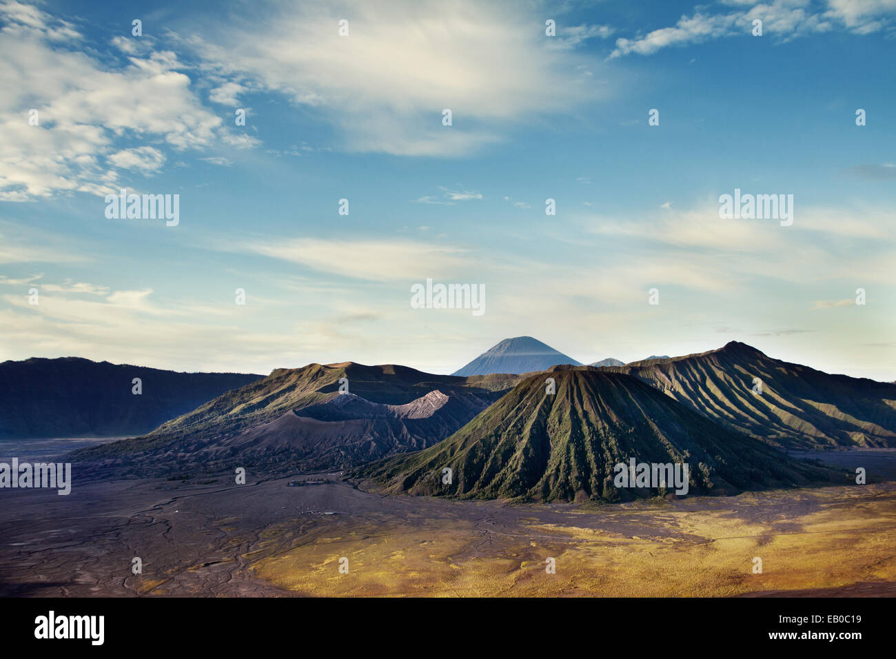 Mount Bromo or Gunung Bromo active volcano nestled among other volcanic ...