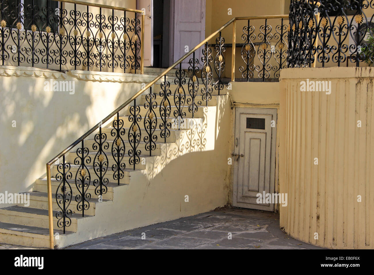 Black painted decorative iron railing at City Palace, Udaipur ...