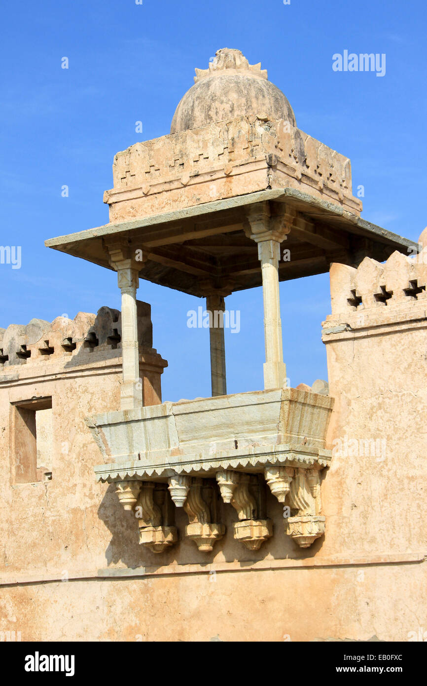 Decorative, sculptured stone gallery at Kumbh Mahal, Chittorgarh Fort ...