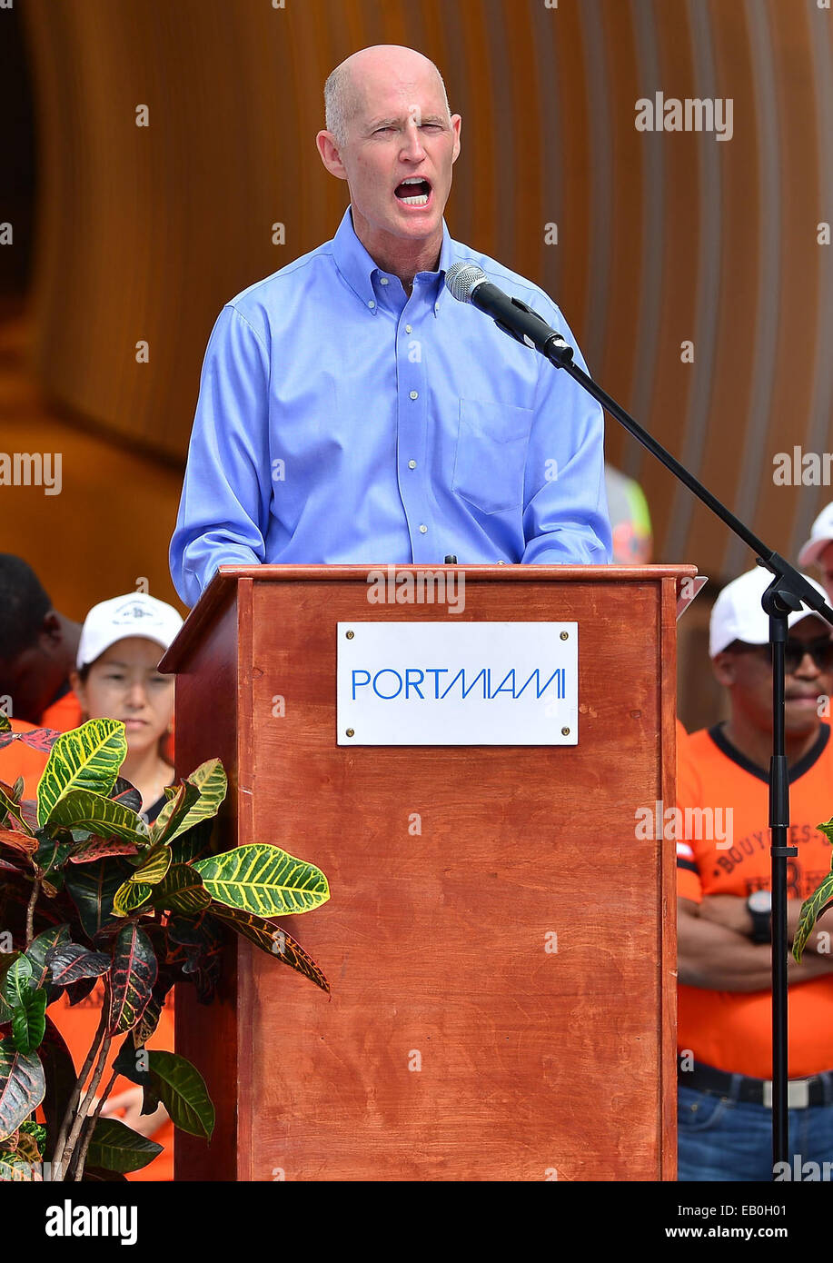 Florida Governor Rick Scott speaks at the Port of Miami Tunnel opening ...
