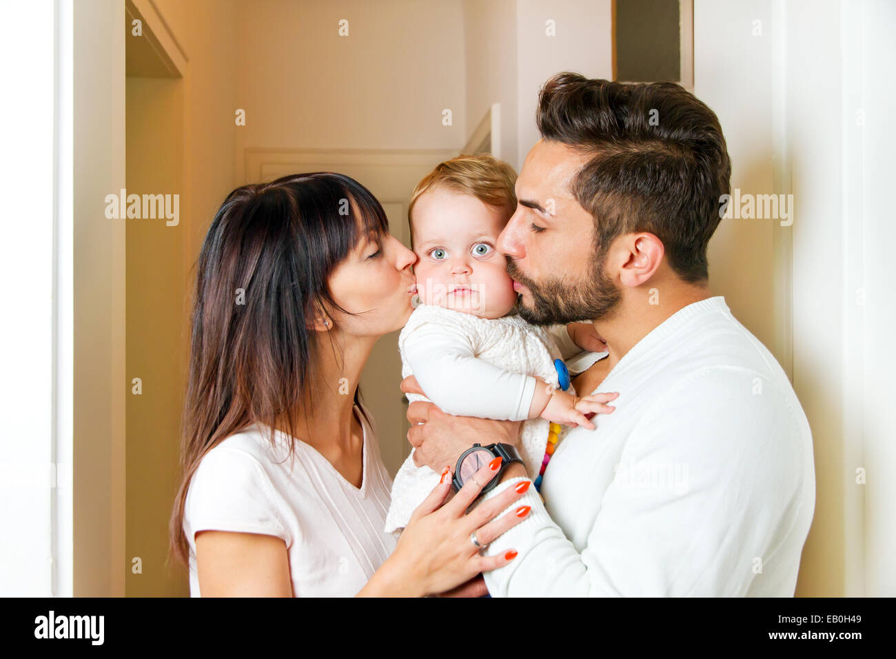 Children girl kissing her father hi-res stock photography and images - Alamy