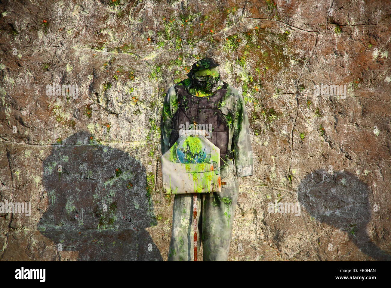 old used target shooted with paintball Stock Photo - Alamy