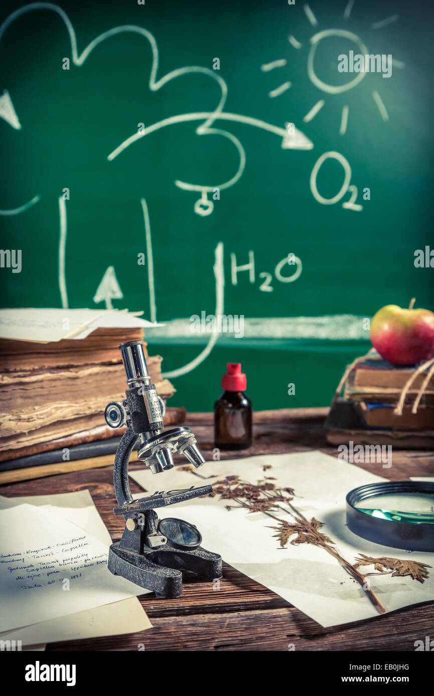 Old biology lesson in classroom Stock Photo - Alamy