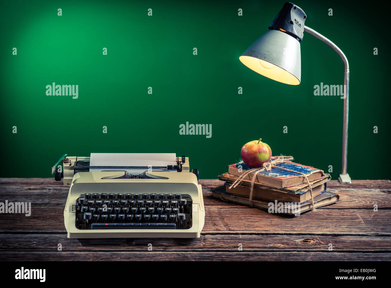 Lamp and typewriter in the classroom Stock Photo - Alamy