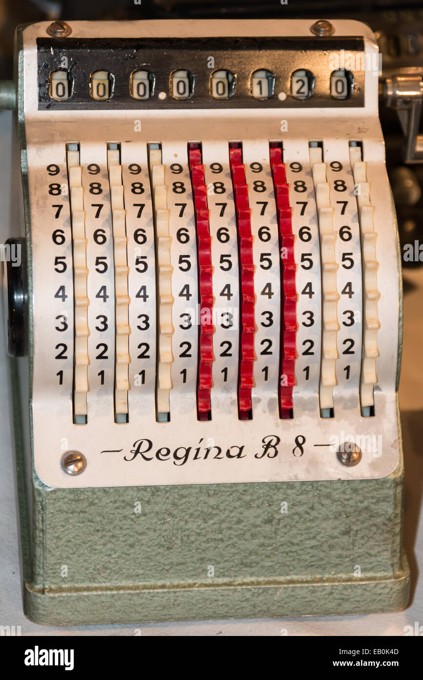 Antique cash register cash-desk, counter charge in lire italy Stock ...