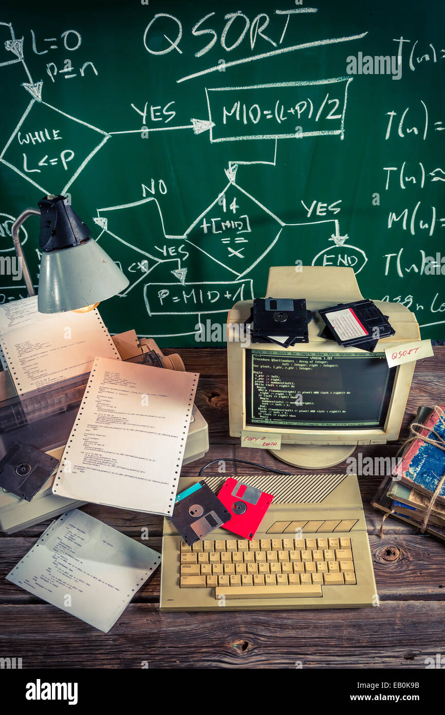 Vintage computer lab at a technical Stock Photo - Alamy