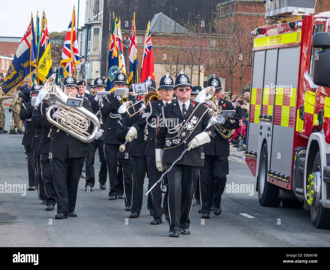 The Cleveland Police Band leading the Remembrance day parade Redcar ...