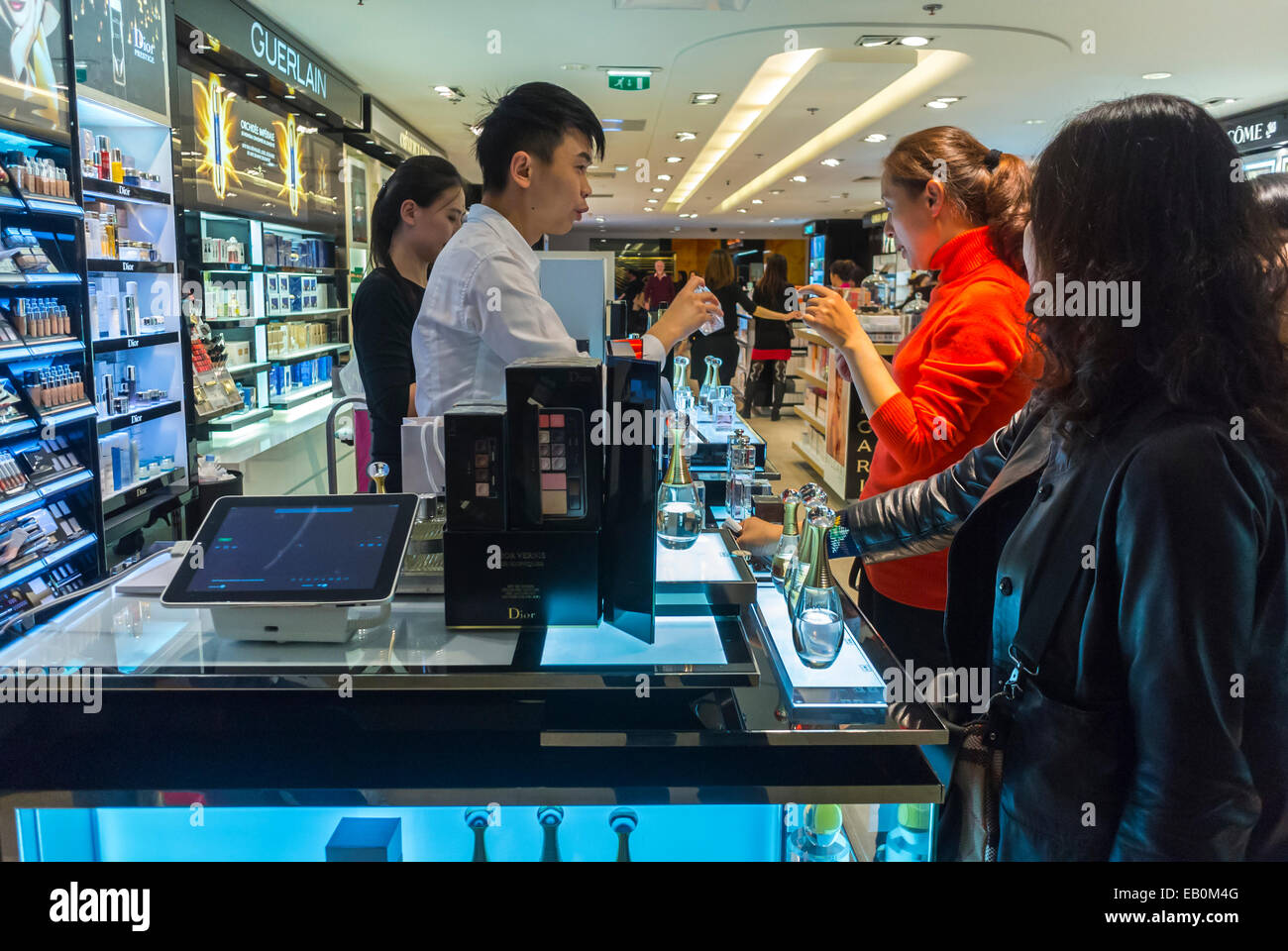 Paris, France, Chinese Tourists Shopping inside French Perfumes Store ...