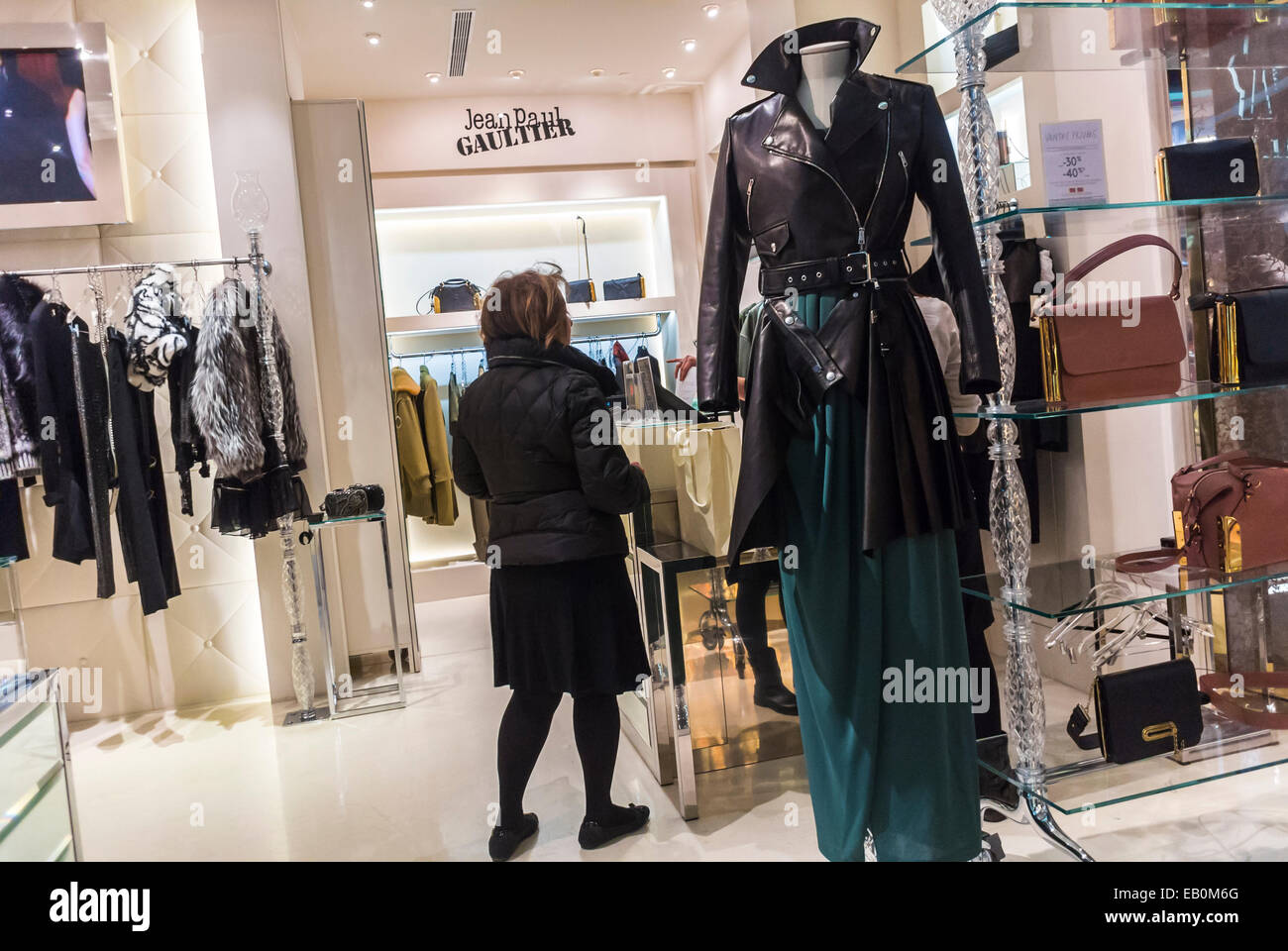Paris, France, Woman Clothes Shopping inside French Department Store ...