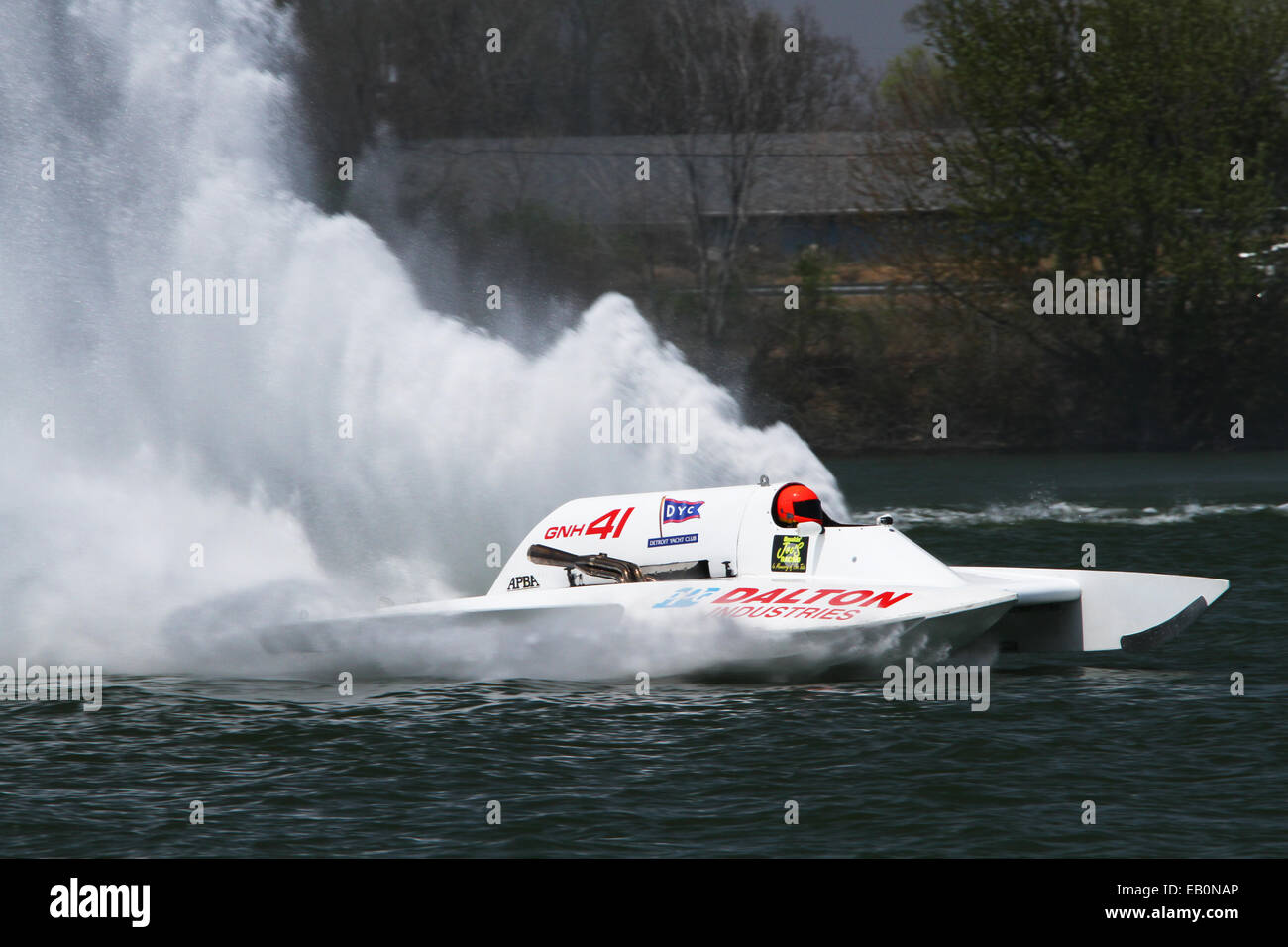 Water splash and Rooster Tail created by race boat GNH41. 2014 APBA ...