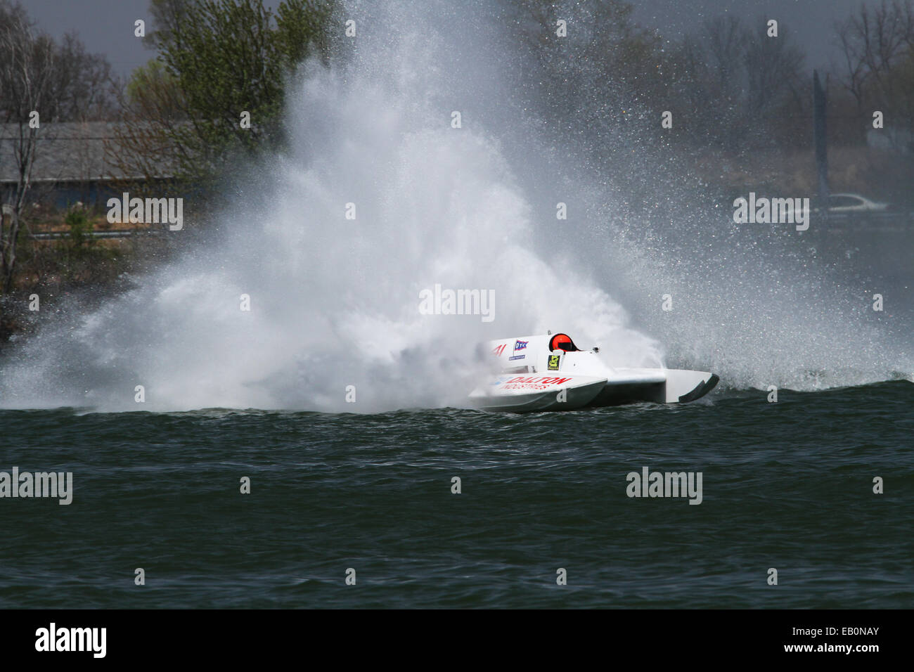 Water splash and Rooster Tail created by race boat GNH41. 2014 APBA ...