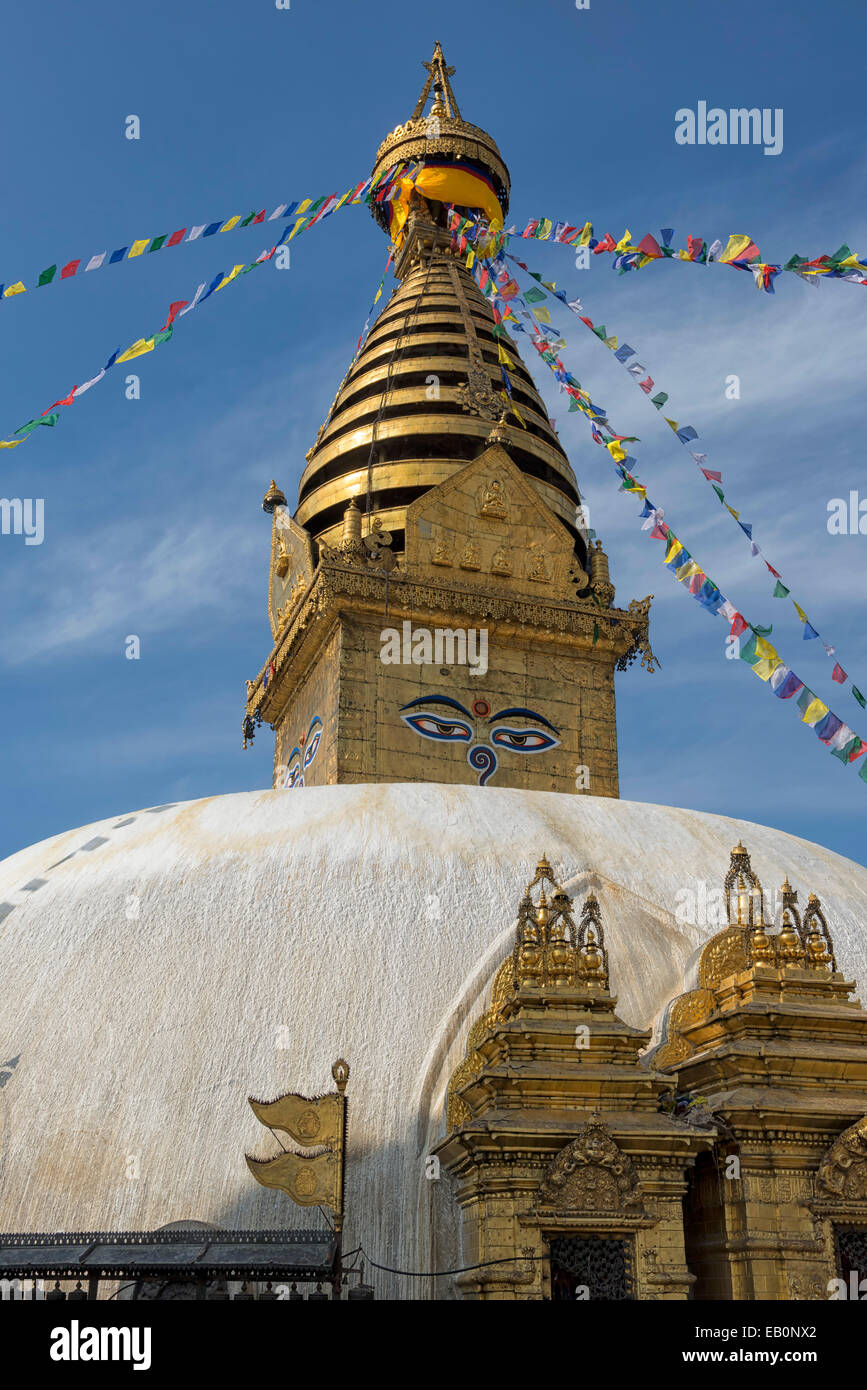 Swayambhu Stupa at Monkey Temple in Kathmandu Valley, Nepal Stock Photo ...
