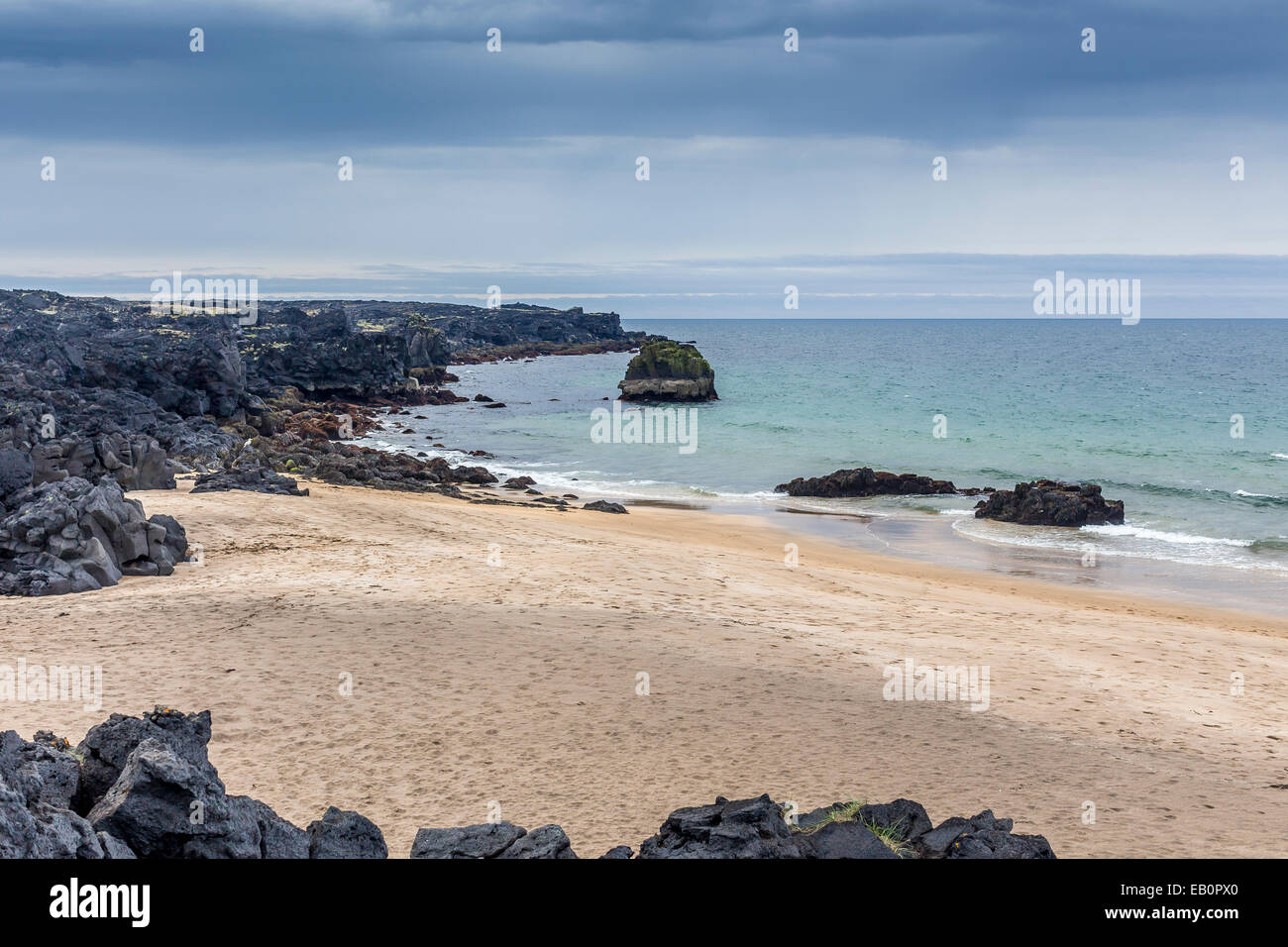 West Iceland, Snaefellsnes Peninsula, Skardsvik Beach, Golden Beach ...