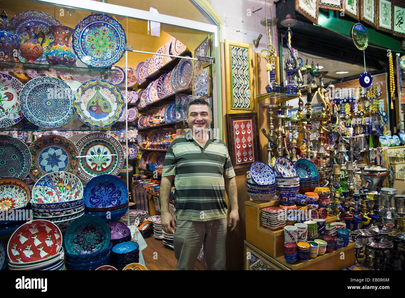 Shop keeper at the Grand Bazaar, Istanbul, Turkey, Middle East Stock ...