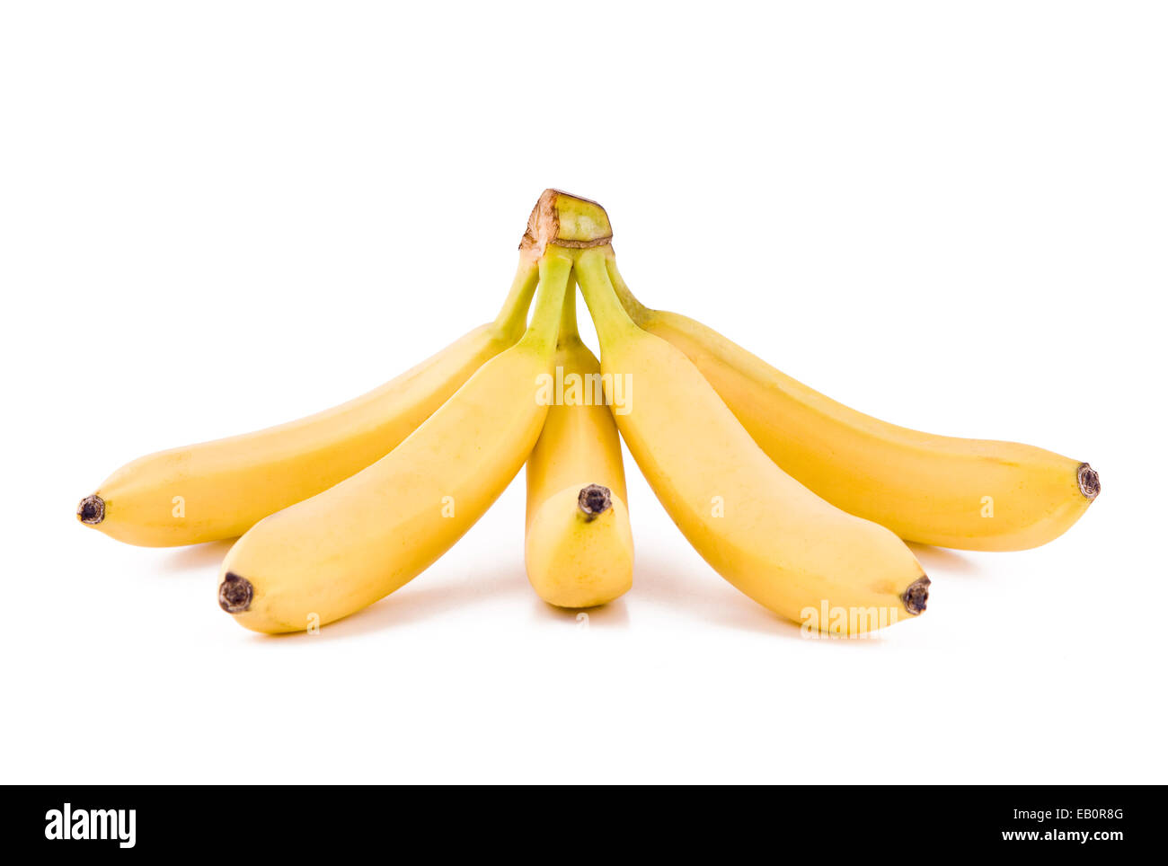 Bunch of five fresh bananas, exotic fruits isolated on white Stock ...