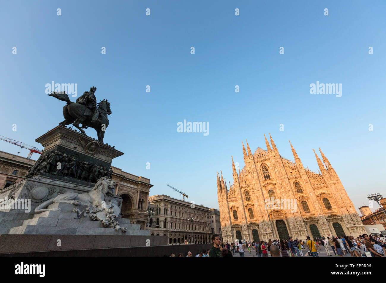 Statue of King Victor Emmanuel II in front of the Duomo di Milano at ...