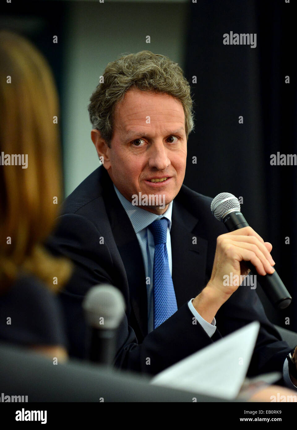 Timothy Geithner speaks with Bloomberg Television reporter Julianna ...