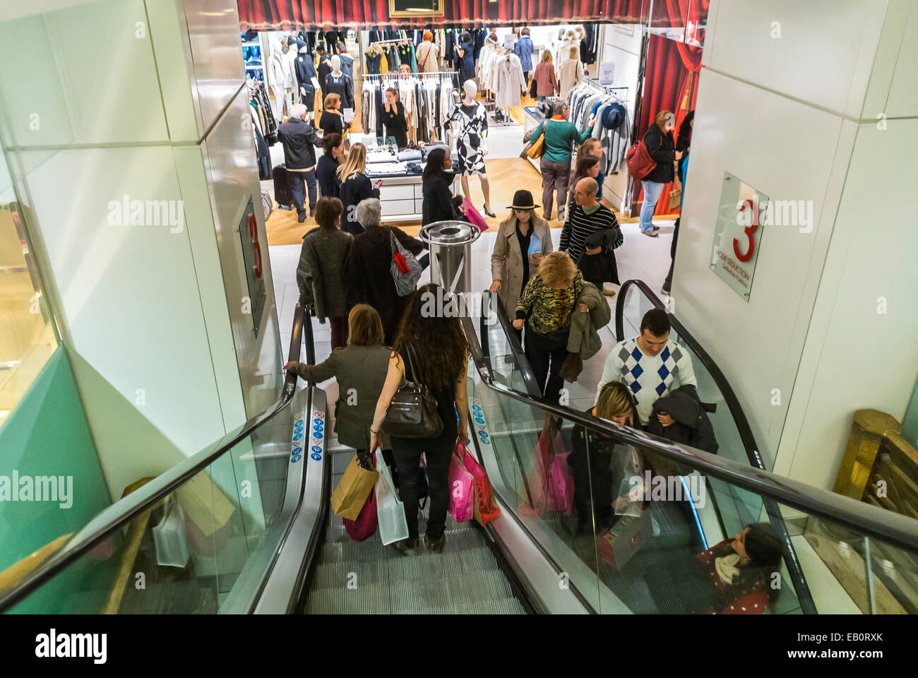 Paris, France, Large Crowd People Shopping inside French Department ...