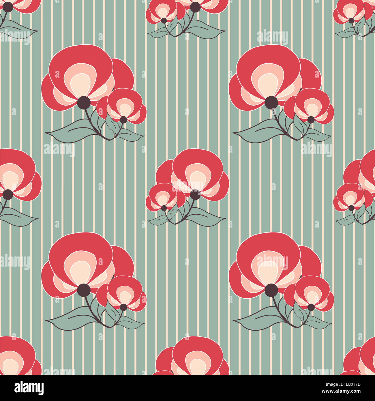 seamless pattern with big red abstract flowers Stock Photo - Alamy