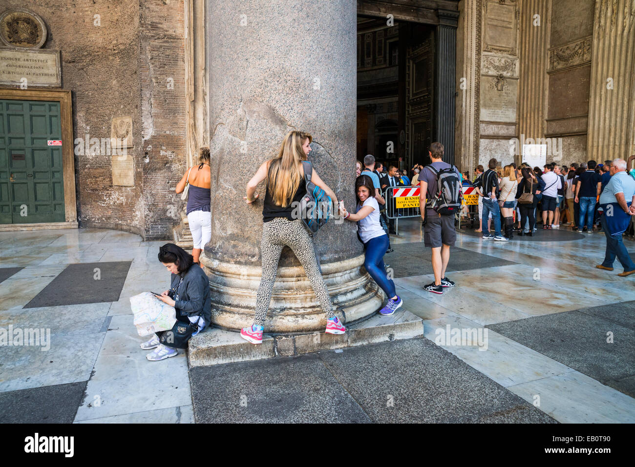 Tourists outside Pantheon Rome Italy, Europe Stock Photo - Alamy