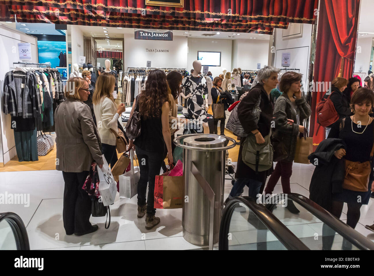 Paris, France, Large Crowd People, Busy Scene, Women Shopping inside ...