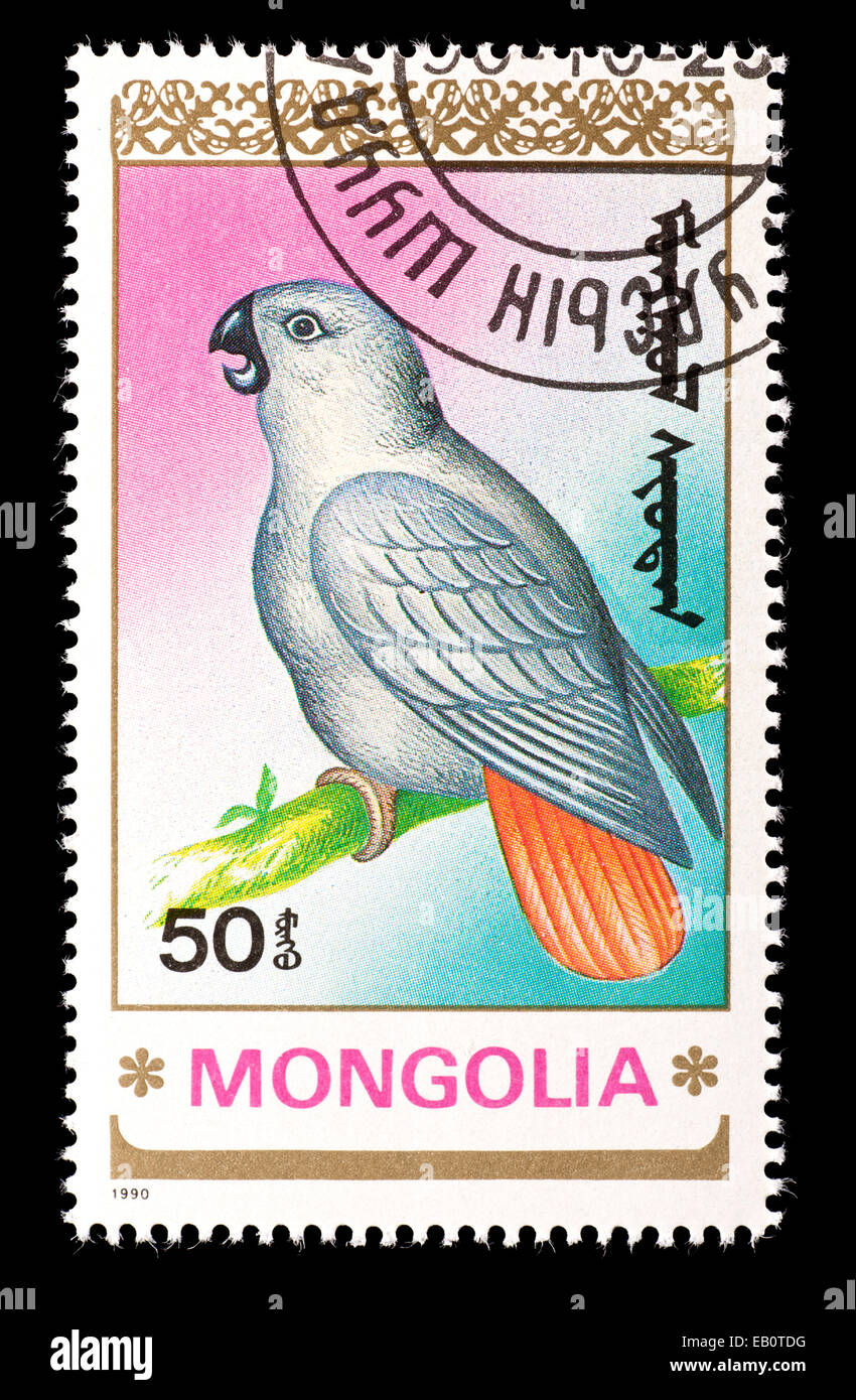 Postage stamp from Mongolia depicting a parrot Stock Photo - Alamy