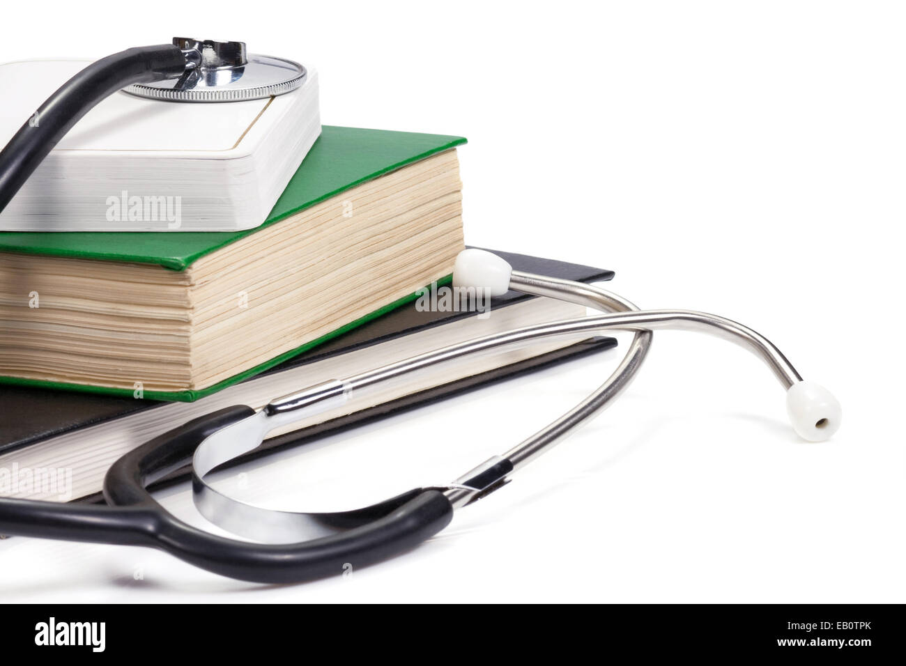 pile of books and stethoscope isolated on white background Stock Photo ...