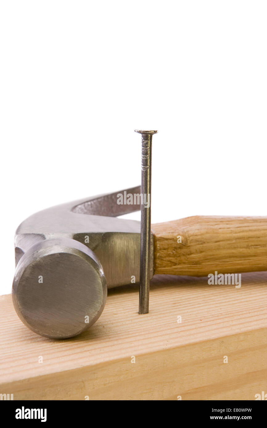 hammer and nail isolated on white background Stock Photo - Alamy