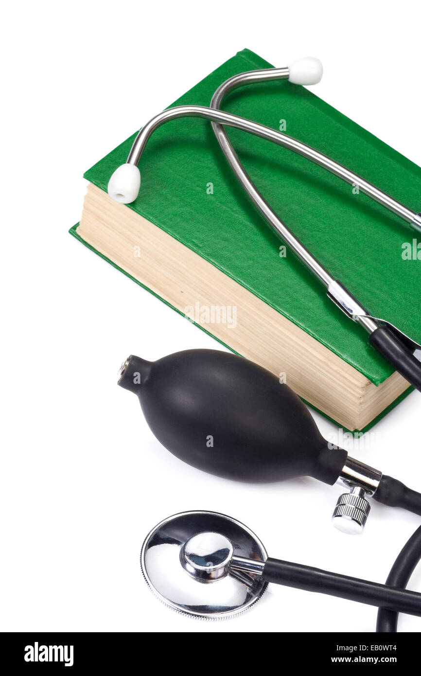 book and stethoscope isolated on white background Stock Photo - Alamy